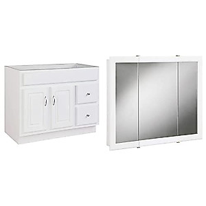 Design House Concord 2-Door 2-Drawer Bathroom Vanity and Concord Framed Tri-View Surface-Mount Bathroom Medicine Cabinet