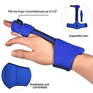 KuKiMa Finger Extension Splint, Medical Aluminum Support Trigger Finger Sprains Wounds Fingers Injuries Strains Mallet Finger Pain Relief Adjustable Extension Splint Fits All Fingers
