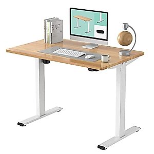 FLEXISPOT EC1 Electric Adjustable Height Standing Desk Whole Piece 48 x 30 Inch Desktop Home Office Computer Workstation Sit Stand up Desk (White Frame + 48" Maple Top, 2 Packages)