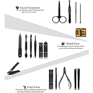 Keiby Citom Professional Stainless Steel Nail Clipper Travel & Grooming Kit Nail Tools Manicure & Pedicure Set of 15pcs with Luxurious Case (Black/Yellow)