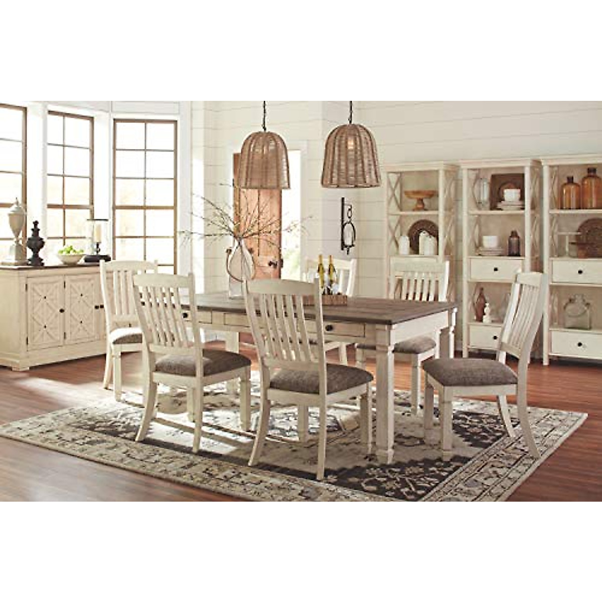 Signature Design by Ashley Bolanburg Upholstered Dining Room Chair, 2 Count, Antique White