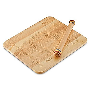 Ayesha Curry Kitchenware Pantryware Rolling Pin and Pie Board Set, 2 Piece, Parawood