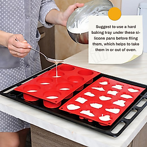 JOERSH 2 PCS Square Molds Silicone for Brownie Bites, 9-Cavity Silicone Brownie Pan All Edges for Fudges, Mini Muffins and Cakes