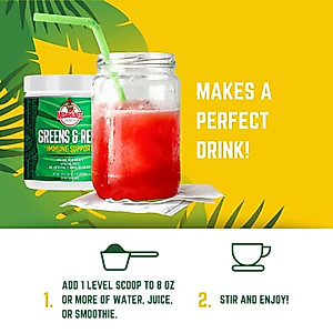 MEGAHUNES - Greens & Reds Immune Support - Dietary Supplement - with Prebiotics and Enzymes - for Immune System Support, Energy, and Digestion - Organic & Gluten-Free - Mixed Berry - 35 Servings