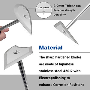 CHILI TOOLS 3PC. Stainless Steel Shave Hook Scraper Set With Wooden Handle, 8-3/4" Length, Made In Taiwan