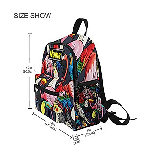 Glaphy Custom Kids Backpack for Boys Girls, Colorful Flamingo Parrots Birds Toddler Backpack Kindergarten Elementary, Personalized Name Preschool Bookbag with Chest Strap