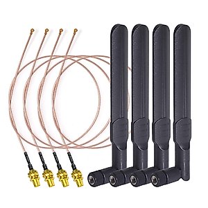 Bingfu Dual Band WiFi 2.4GHz 5GHz 5.8GHz 8dBi RP-SMA Male Antenna 20cm 8 inch RG178 U.FL IPX IPEX to RP-SMA Female Cable 4-Pack for WiFi Router Wireless Mini PCI Express PCIE Network Card Adapter