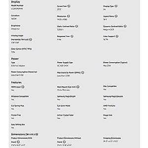 SAMSUNG LC24F390FHNXZA 24-inch Curved LED FHD 1080p Gaming Monitor (Super Slim Design), 60Hz Refresh Rate w/AMD FreeSync Game Mode