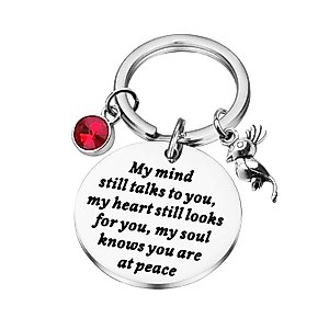 Memorial Gift In Memory Of Loved One Angel Wing Keychain In Loving Memory Gift My Mind Still Talks To You Keyring Cardinal Charm (Cardinals at peace)