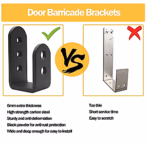 2 Pack Heavy Duty 2x4 Door Barricade Brackets Steel U Bracket Drop Open Bar Security Holder Door Lock Brackets for Home, Barn, Shed, Garage, Gate to Security Door Reinforcement Fits 2x4 Bar, Black
