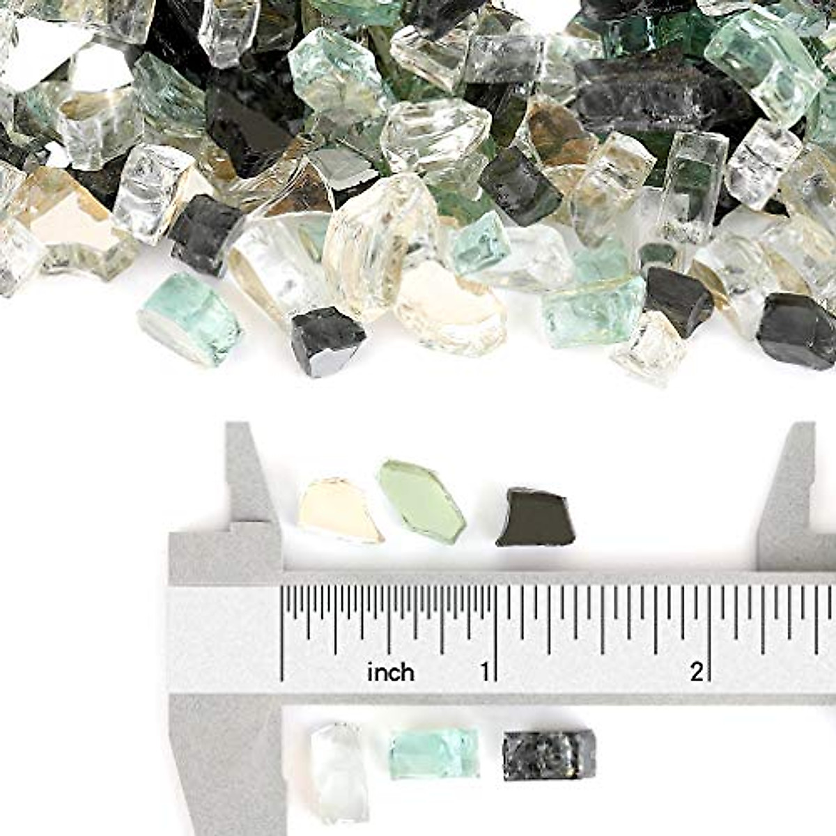 Stanbroil 10-Pound Blended Fire Glass - 1/4 inch Reflective Tempered Fire Glass Blended Onyx Black, Platinum, Light Green Reflective for Indoor and Outdoor Gas Fire Pits and Fireplaces