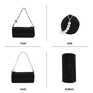 Evevictor Clutch Purse for Women, Bling Evening Bag, Crossbody Handbag, Rhinestone Money Hand Bag for Prom, Party, Wedding, Date (Black)