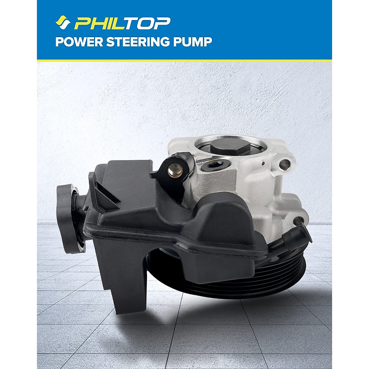 PHILTOP Power Steering Pump 20-326 OE Replacement For Focus 2006-2011, Transit Connect 2010-2011 2.0L, 6S4Z3A674A, 6S4Z3A674ARM, 7S4Z3A674A Power Assist Pump