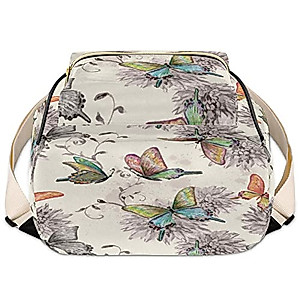 Butterfly Flower Mini Backpack Purse for Women, Butterfly Insect Small Backpack Leather Casual Daypacks Ladies Shoulder Bags for Women