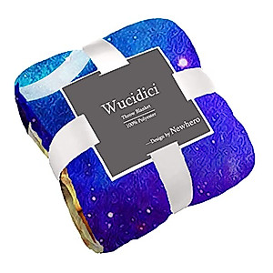 Wucidici Giraffe Couple Throw Blanket Lightweight Soft Cozy Galaxy Moon Blanket for Couch Sofa Bed 50"x 60"