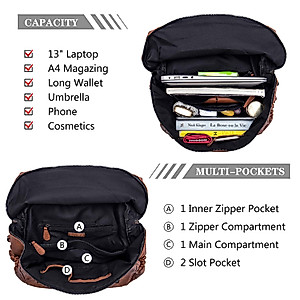 Roulens Women Backpack Purse Fashion Leather Large Ladies Shoulder Bags Travel Backpack Purse for Women