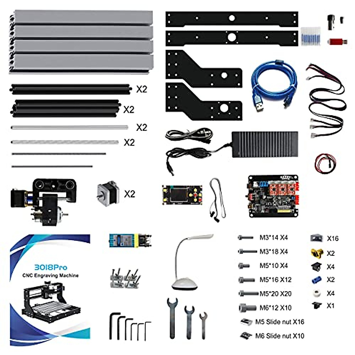 VEVOR CNC 3018-PRO Router Machine 3 Axis GRBL Control with Offline Controller Plastic Acrylic PCB PVC Wood Carving Milling Engraving Machine XYZ Working Area 300x180x45mm