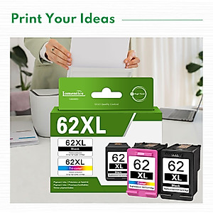 62XL Ink Cartridge Combo Pack (2 Pack,1Black/1Tricolor) Compatible Ink Cartridges Replacement for HP 62XL Ink Cartridge for Envy 7640 5540 5642 5660 OfficeJet 250 5740 8040 Printer