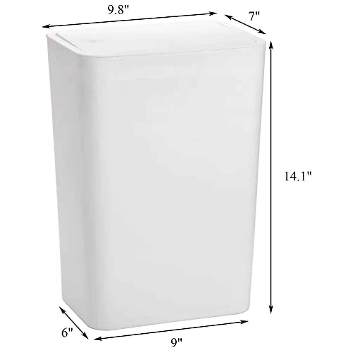 Fasmov Trash Can, 2 Pack 15 Liter / 4 Gallon Plastic Garbage Container Bin with Press Top Lid, Waste Basket for Kitchen, Bathroom, Living Room, Office, Narrow Place (White + Blue)