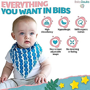 Baby Bandana Bibs 12 Pack - Organic Baby Bibs for Boy and Girls, Soft and Stylish Drool Bibs for Teething and Drooling, Ultra Absorbent Bibs for baby boy