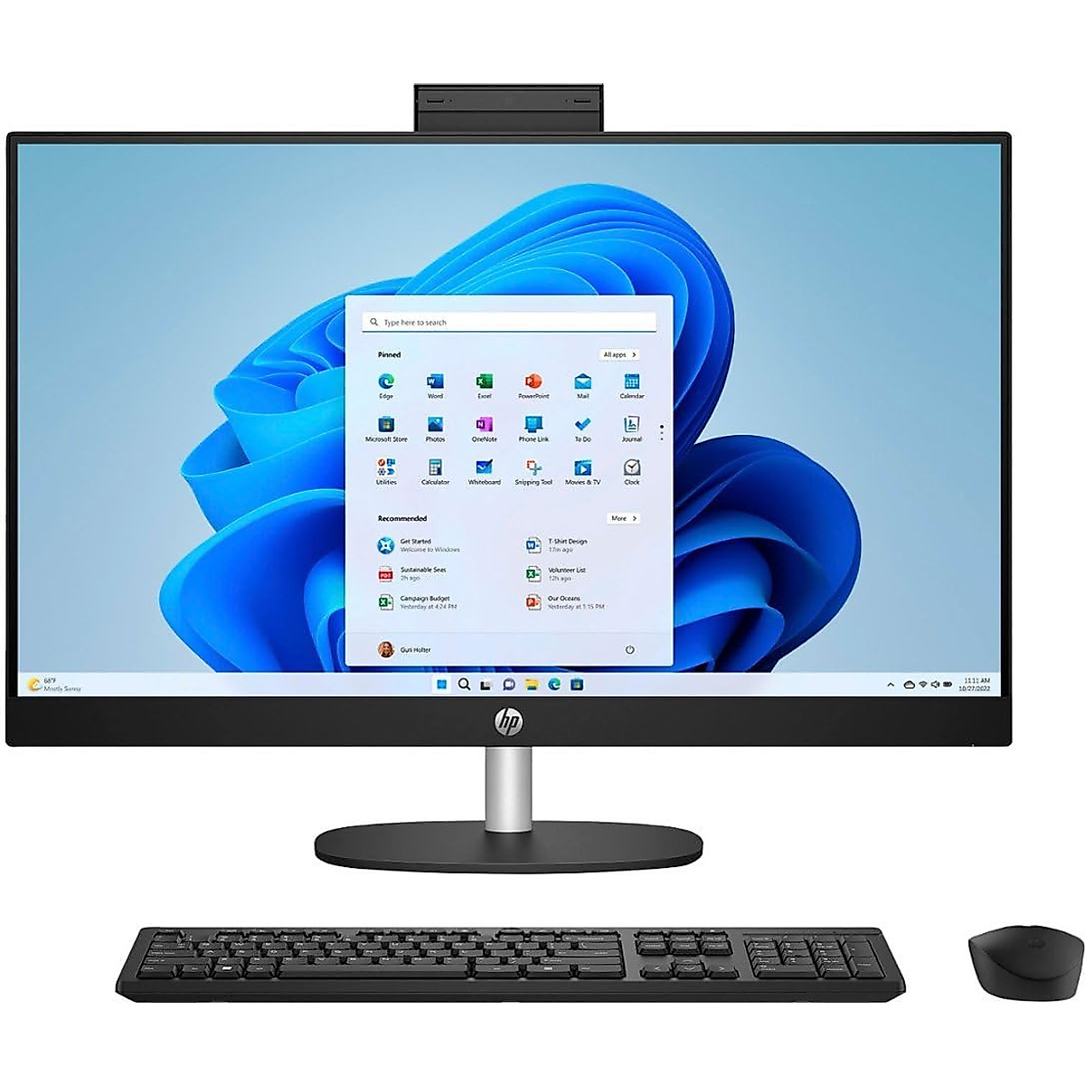 HP 27 All-in-One Touch Desktop 1TB SSD 64GB RAM (AMD Ryzen 7 with 8 cores and Max Boost to 4.50GHz, 1 TB SSD, 64 GB RAM, 27-inch FullHD Touchscreen, Win 11) PC Computer Essential Pavilion