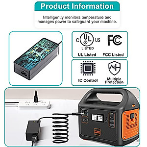 Charger for Jackery Charger 24V 90W AC Adapter for Jackery Portable Power Station Explorer 160 240 300 500 550 E300 E500 E550 Solar Generator 167Wh 240Wh 293Wh 518Wh Lithium Battery Power Supply Cord