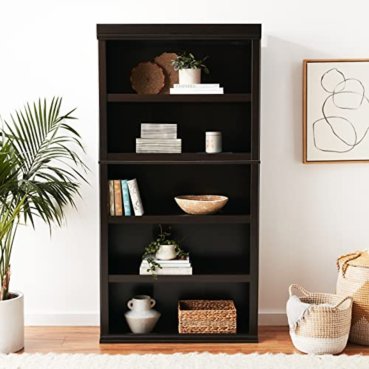 Sauder 5 Shelf Split Bookcase, Jamocha Wood finish