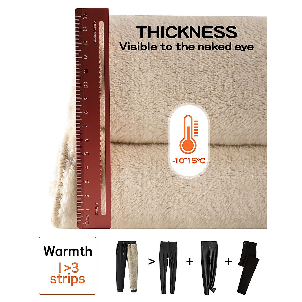 Gihuo Men's Sherpa Lined Athletic Sweatpants Winter Warm Track Pants Ribbed Leg Jogger Pants(Black, Large)