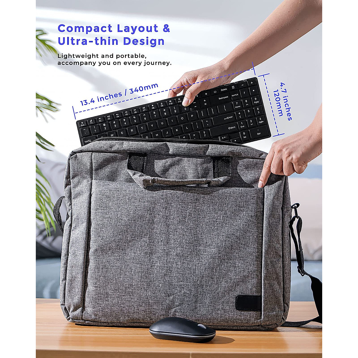 Wireless Rechargeable Keyboard and Mouse Combo Backlit, SURPAO Illuminated Ergonomic Keyboard and Mouse Set, 2.4G Ultra-Thin Portable Silent Keyboard Mouse for Computer/Laptops/Windows/Smart TV, Black