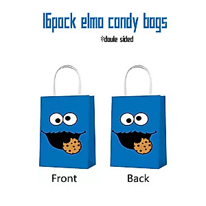16 Packs Elmo Party Bags for Se-same Street Birthday Party Supplies, Including 4Patterns for Kids Birthday Party Decorations