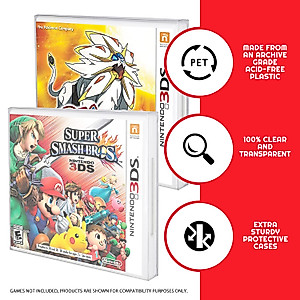 Premium Display Case Protectors Compatible for Nintendo 3DS Game Box , 0.40mm Thick and Clear PET Plastic Cases Compatible for Pokemon, Super Smash, Animal Crossing, Zelda, Minecraft (Pack of 25)