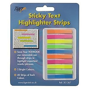 Tiger Stationery Sticky Neon Highlighter Strips Repositionable Memo Note Tabs X 200