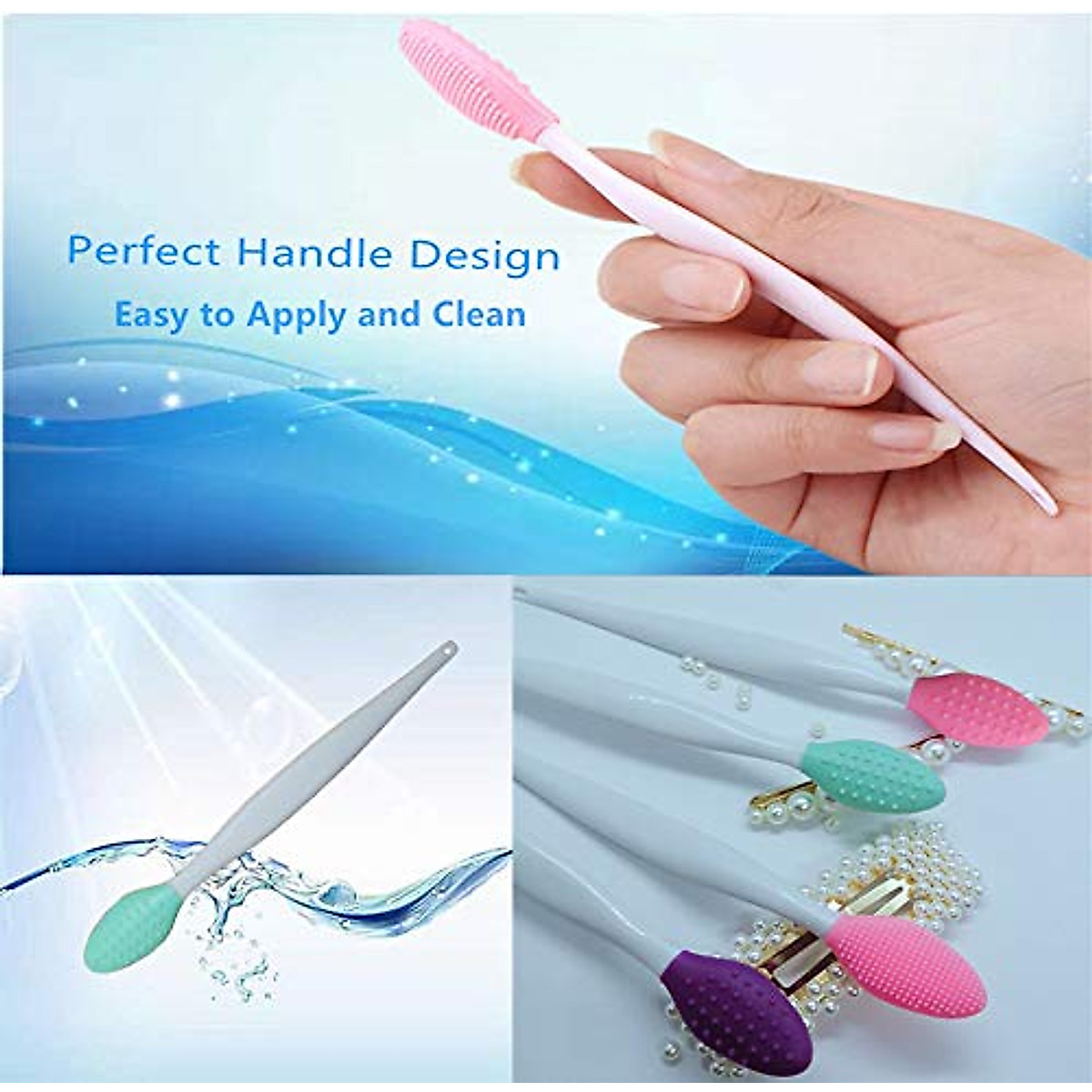 Lip Brush Tool,Double-Sided-Silicone Lip Scrub Brush Silicone Lip Brush Exfoliating for for Men Women(4 Colors,4 PCS)