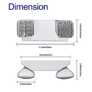 CM MZY Emergency Lights with Battery Backup,Commercial Emergency Light,Two Adjustable LED Light Head Emergency Lighting Fixtures,120-277V AC, UL Certified,6PCS