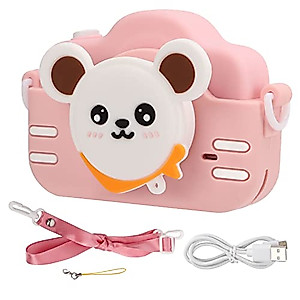 Digital Camera for Kids, Built in Puzzle Games 15 Frames Kids Camera Rounded Shape Design for Taking Pictures Recording for Gift(Pink)