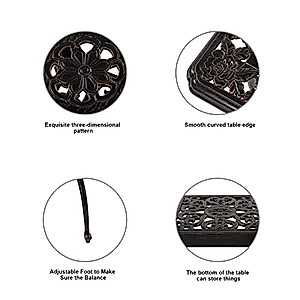 C/G Outdoor Side Tables,Cast Aluminum Patio End Tables,Anti-Rust Coffee Table for Garden Patio Lawn (Square-end Tables, Copper)