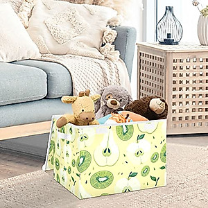 RunningBear Colorful-fruits-pattern Large Storage Bins with Lid Collapsible Storage Bin Cubes Boxes Shelves Cloth Baskets for Living Room Bedroom