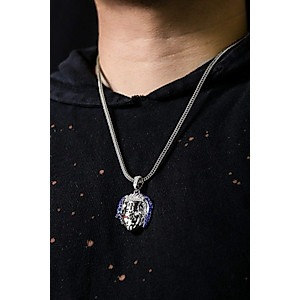 L2JK 14k White Gold Plated Hip Hop Rapper Exquisite Tentacion R.I.P Pendant Franco Chain 24" Necklace (Silver)