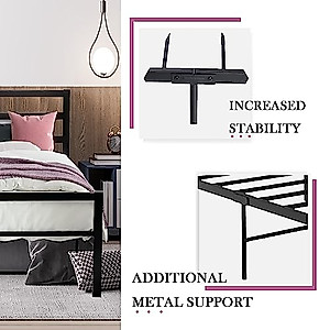 4 EVER WINNER Twin Bed with Headboard and Footboard, 14 Inch Twin Size Metal Platform Bed Frame, Heavy Duty, No Box Spring Needed, Anti-Slip, Easy Assembly, Black
