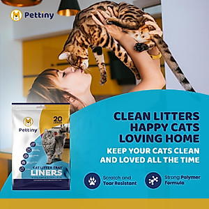 Cat Litter Box Liners with Drawstrings - 34" x 16" Scratch Resistant Cat Litter Bags for Medium & Large Litter Trays - Kitty Litter Bags and Cat Box Liners - Easy to Use Cat Litter Liners - 20 Count