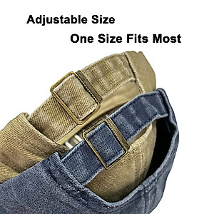 PFFY 2 Packs Vintage Washed Distressed Baseball Cap Dad Golf Hat Black+Khaki