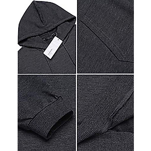 COOFANDY Men Casual Hooded Long Sleeve Sweatshirt Lightweight Pullover Hoodied Dark Grey