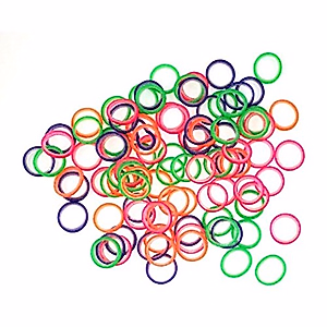 1/4" Inch Orthodontic Elastic Rubber Bands 100 Pack Neon Medium Force 4.5 oz for Bows, Dreadlocks, Dreads, Doll Hair, Braids, Horse Mane Tail, Tooth Gap + Free Elastic Placer for Braces by AdentalZ