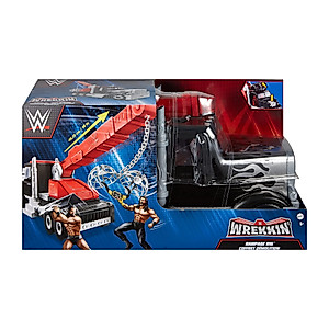 Mattel WWE Vehicle Playset, Wrekkin' Rampage Rig Truck with Breakaway Wrekkin Ball, WWE Championship & Accessories for 6-inch Action Figures