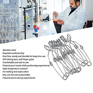 10PCS Spring Test Tube Holders Stainless Steel Clip Clamp, Lab Test Tube Clamp with Finger Grip, Laboratory Experiment Testing Holder Tool for Standard Test Tubes, 14.6cm / 5.7inch