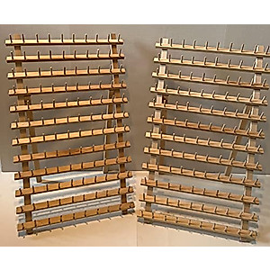 2 - 120 Spool Cone Wood Thread Racks (Holds 240 Spools) Hardwood, Freestanding or Wall Mount | Fits Mini-King Size Cones & Most Spools | for Sewing, Embroidery, Quilting, & Specialty Thread Storage