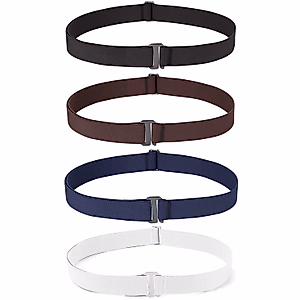JASGOOD 4 Pack Invisible Women Stretch Belt No Show Elastic Web Strap Belt with Flat Buckle for Jeans Pants Dresses