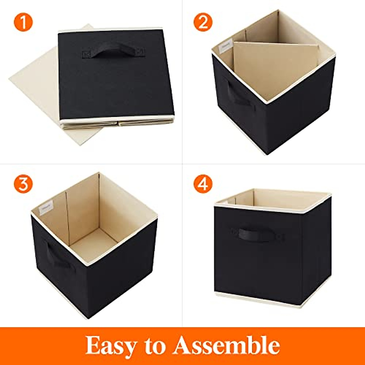 Lifewit 6 Pack Large Storage Cubes (Black), Bundle with 6 Pack Medium Storage Cubes (Beige)