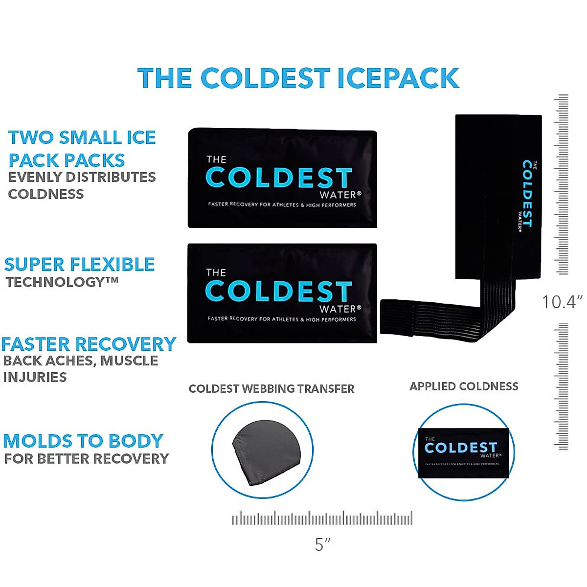 The Coldest Ice Pack - Gel Ice Packs Reusable Cold Therapy Pack (Best for Pain and Injuries of Knee, Shoulder, Foot, Back, Ankle, Neck, Hip, Wrist) Multiple Sizes (5.5" x 7" (Pack of 2))