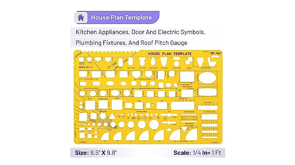 Mr. Pen House Plan Templates - 3 Pack for Accurate Interior Drafting